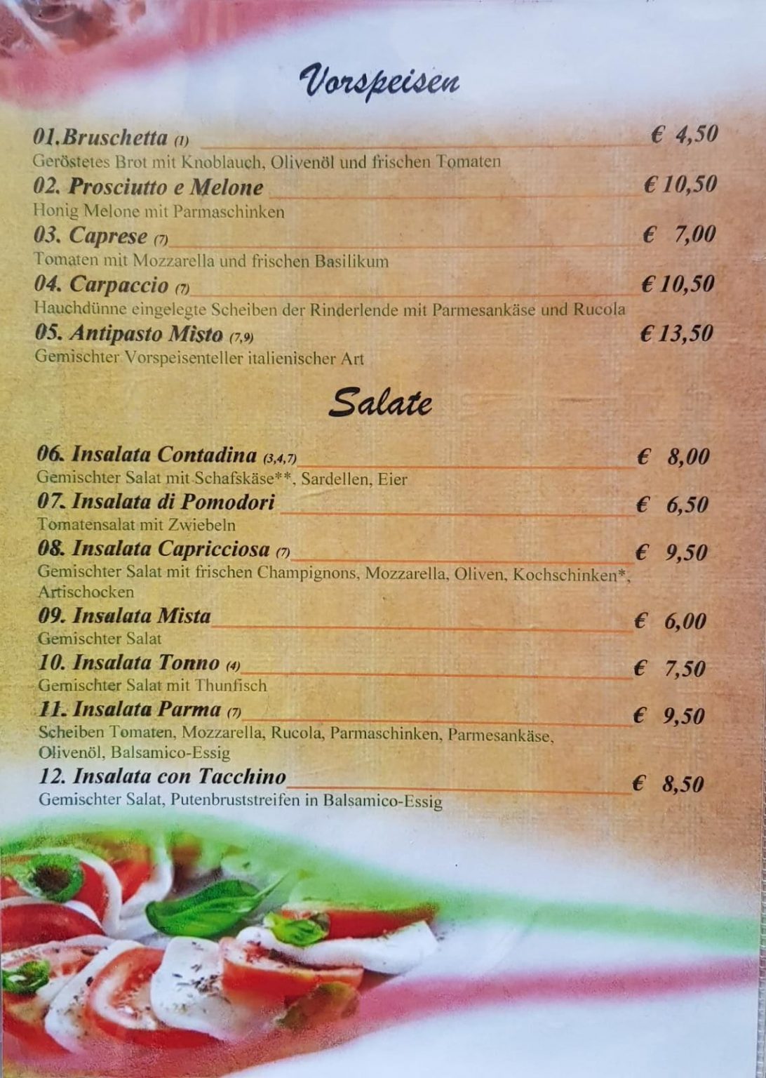 Speisekarte – la locanda